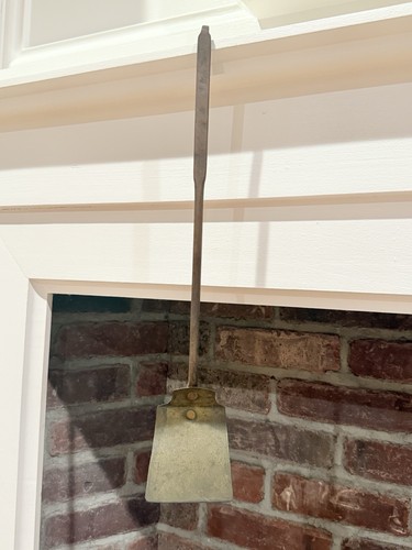 Antique Hand Forged Iron & Brass Fireplace 17” Spatula Copper Rivets W ...
