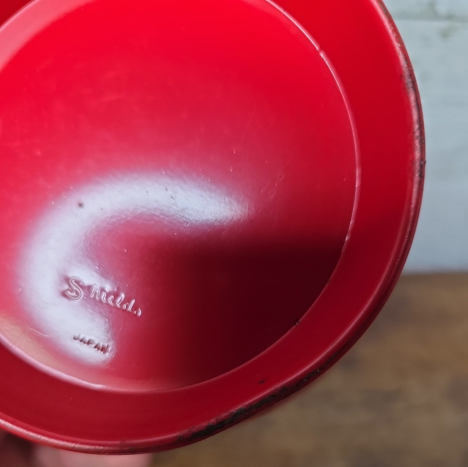 Shields Japan Red Metal Ashtray "Fire Bucket" Pail Red Painted Vintage ...
