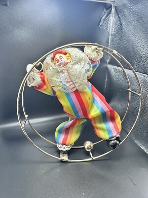 Vintage Clown Acrobat Doll Figurine In Metal Wheel - Circus | eBay