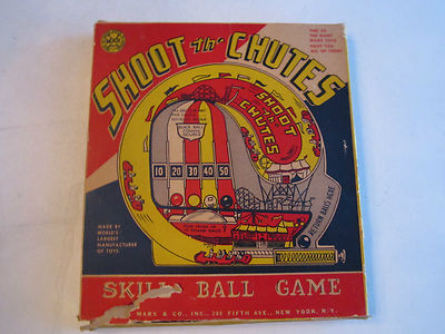 VINTAGE MARX TOY - SHOOT THE CHUTES SKILL BALL GAME IN ORIGINAL BOX ...