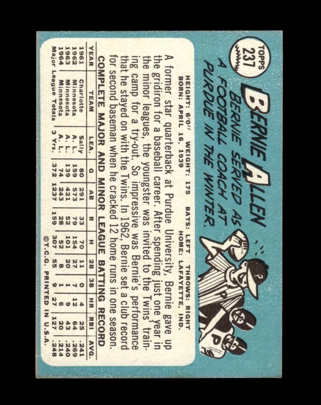 1965 Topps Set-Break #237 Bernie Allen EX-EXMINT *GMCARDS* | eBay