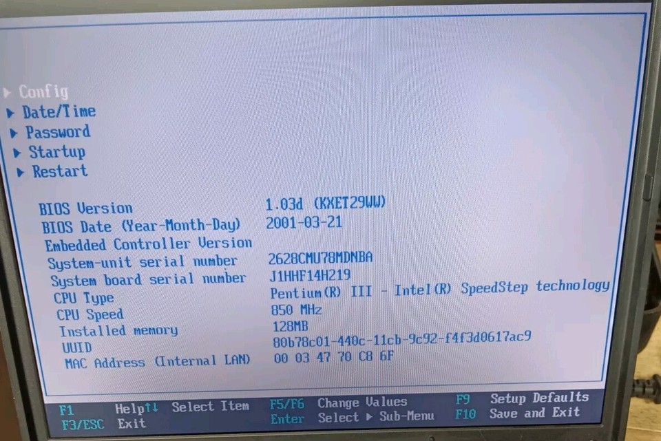 15" IBM ThinkPad A22m Laptop Intel Pentium III 850MHz/128MB RAM/No HDD ...