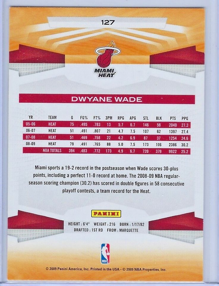 Dwayne Wade - 2009-10 Panini Card # 127 | eBay