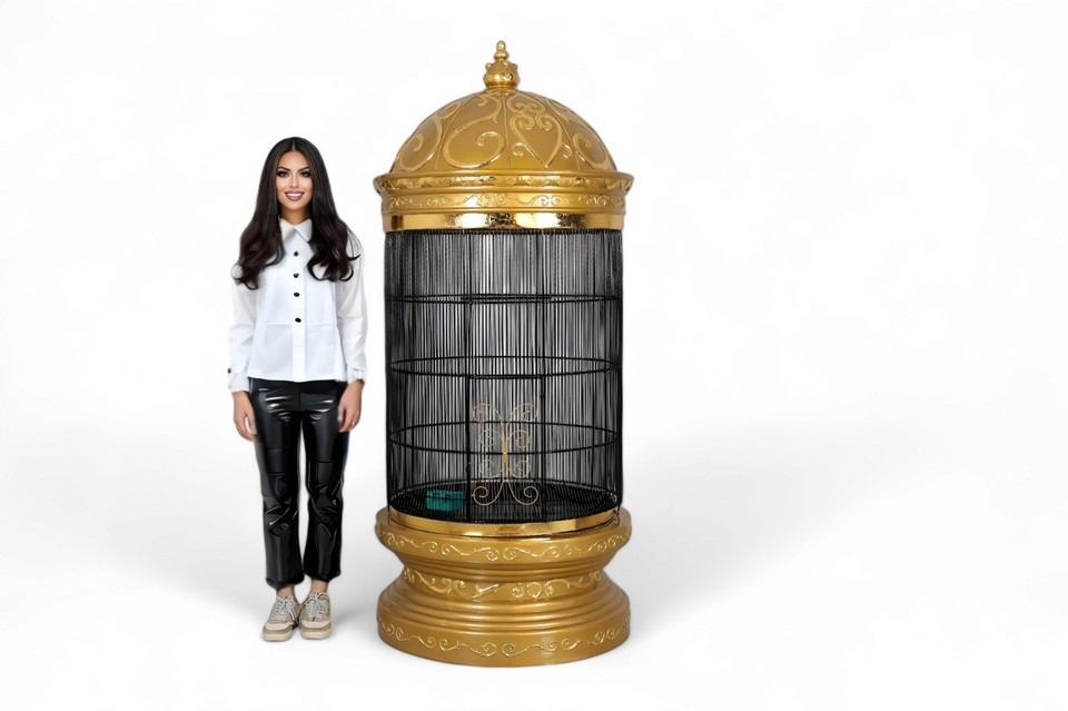 Birdcage Large Parrot Bird Cage with Metal Wires Gold 6 FT Indoor ...