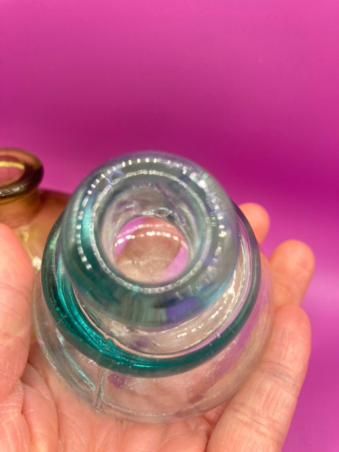 4 Antique & Vintage Glass Ink Well Bottles Unique Carter's Higgins Etc ...