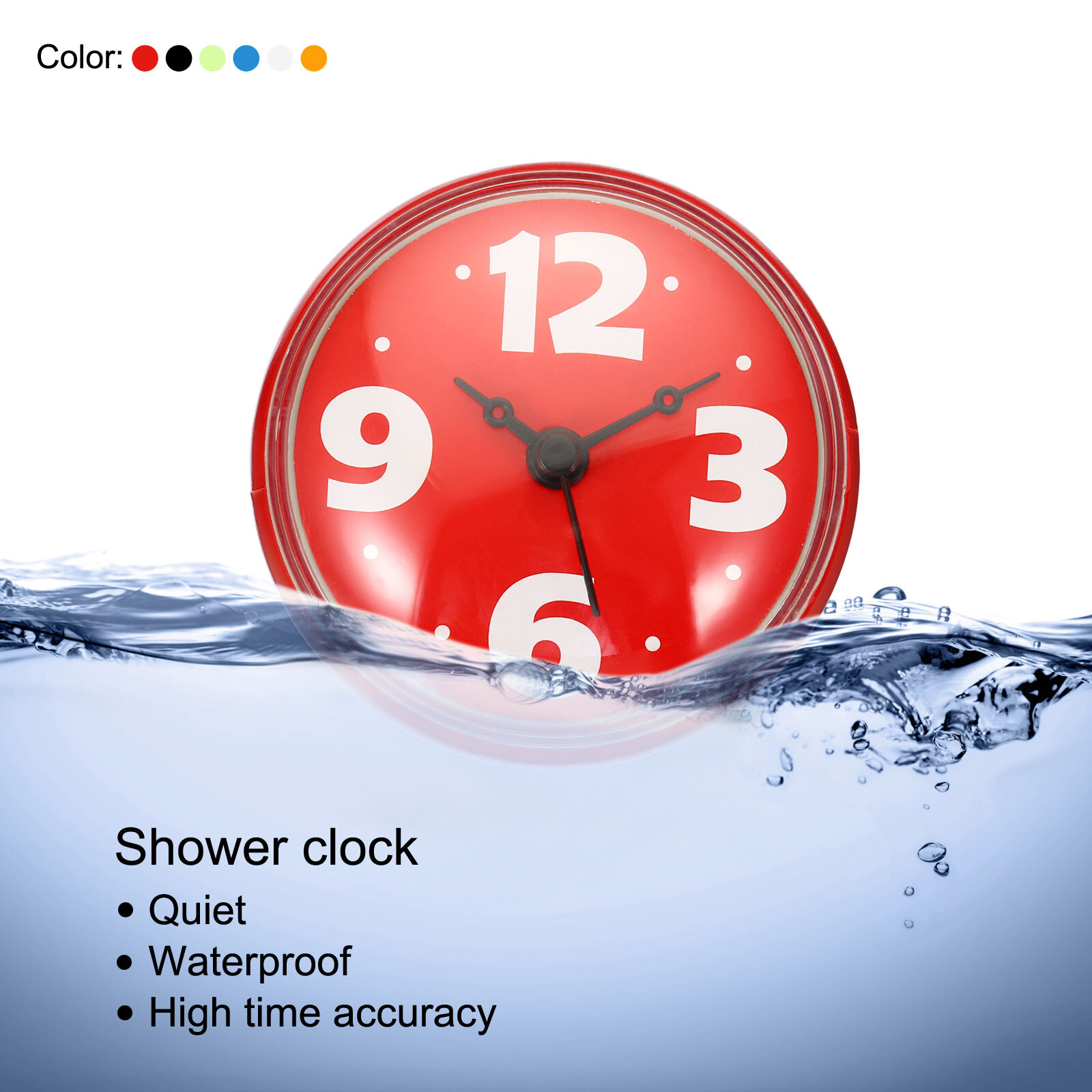 Waterproof Shower Clock Mini Bathroom Mirror Wall Clocks with Suction ...