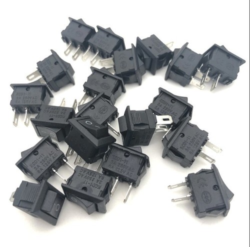 2x Black KCD1-101 10X15MM On/Off SPST Boat Rocker Switch 2 Pin 6A/250V ...