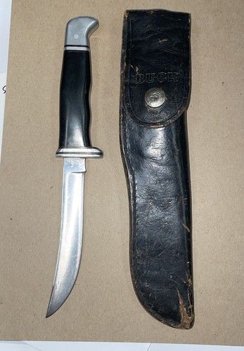 BUCK 118 USA Hunting Knife Fixed Blade Leather Buck 118 Original Sheath ...