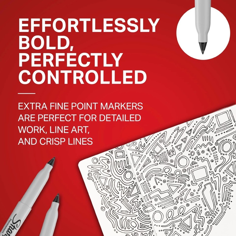 Sharpie Permanent Markers, Water- and Fade-Resistant, Extra Fine Point ...