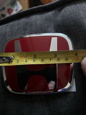 HONDA CIVIC TYPE R FRONT AND REAR GRILLE BADGE FN2 RED CHROME 75700-SMT ...