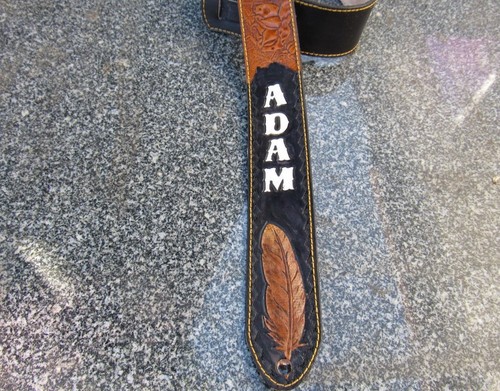 CUSTOM PADDED LEATHER GUITAR STRAP PERSONALIZED WITH YOUR NAME. | eBay
