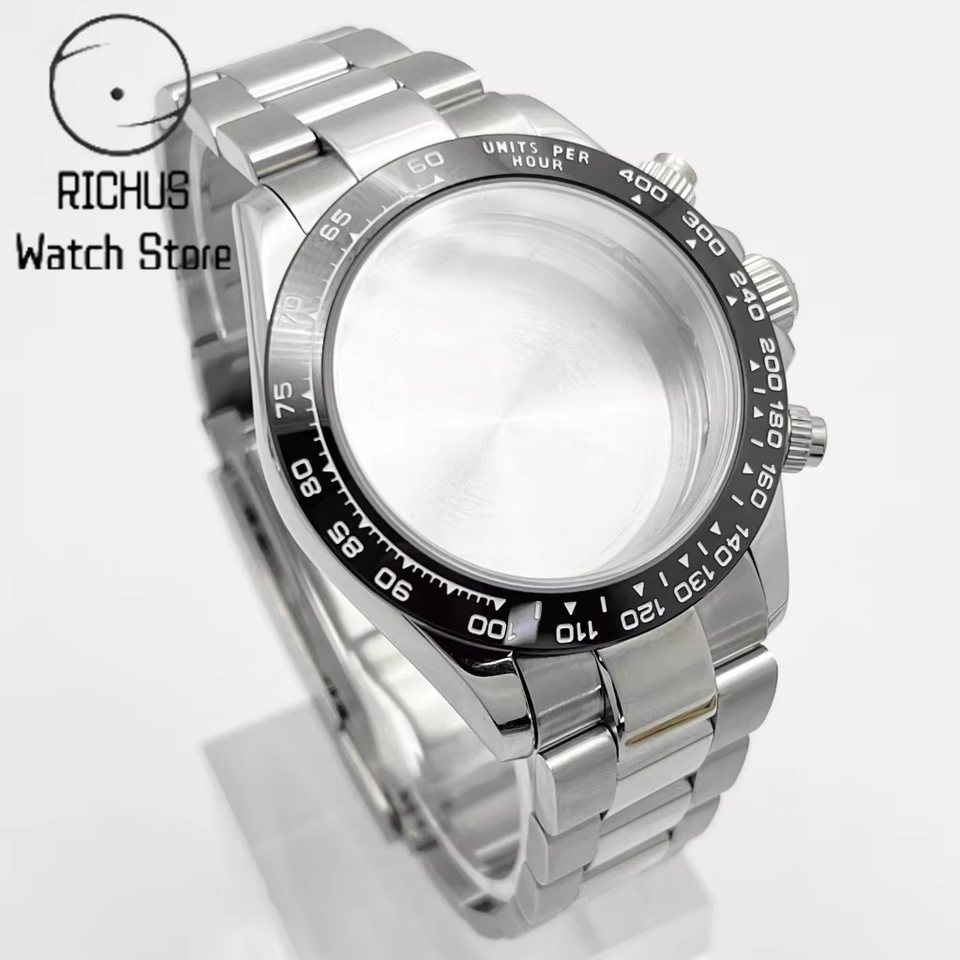39Mm VK63 Case Silver Watch Case Stainless Steel Watch Strap Fit VK63 ...