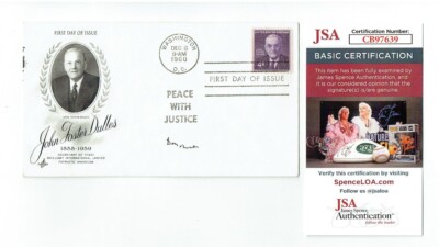 Dean Rusk JSA Signed Envelope Cachet JFK Secretary of State Auto Died ...