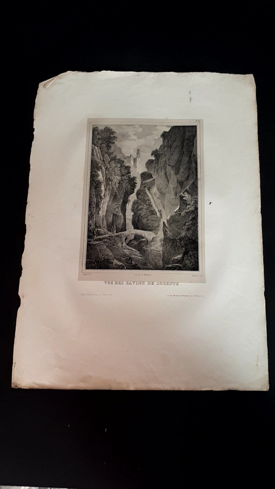 Rare Large Lithography Landscape 19th Ravines Of Sorente Italy Coignet ...