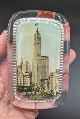 Vintage Glass Paperweight Woolworth Building New York NY Rectangular ...