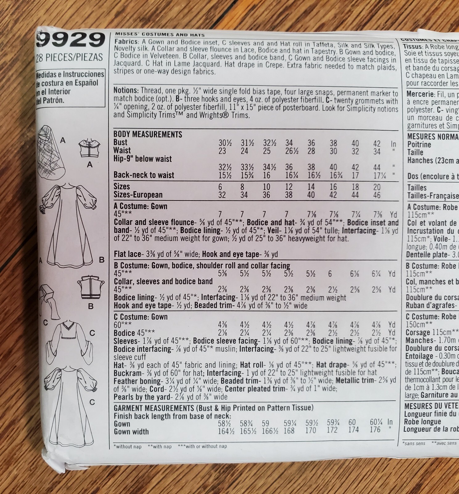 Simplicity Renaissance Costume 9929 Collection Gown Uncut Pattern Hats ...