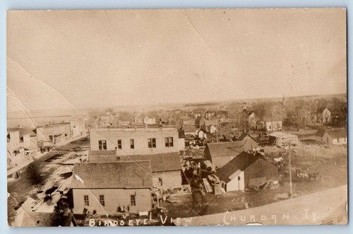 Churdan Iowa IA Postcard RPPC Photo Bird's Eye View Houses c1910's ...