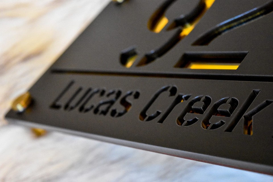 Gold Door Sign House Numbers Laser Cut Black House Numbers Address ...