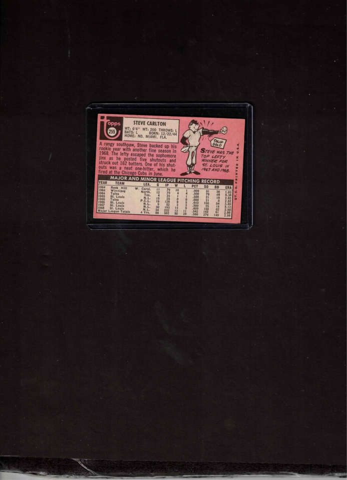 1969 TOPPS SET BREAK; STARS ; #255 STEVE CARLTON ; NEAR MINT | eBay