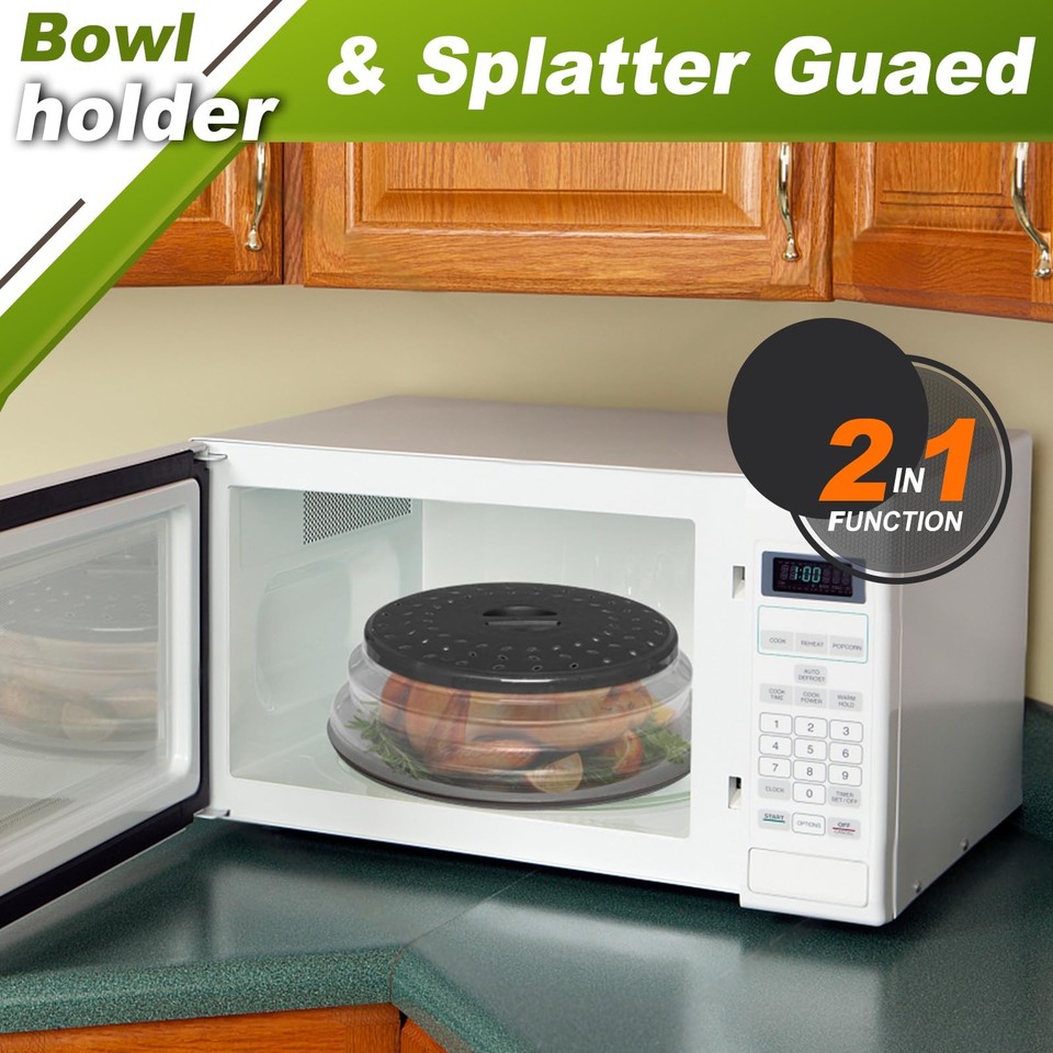 12" Microwave food Cover & Mat,Large Vented Collapsible Splatter Guard ...