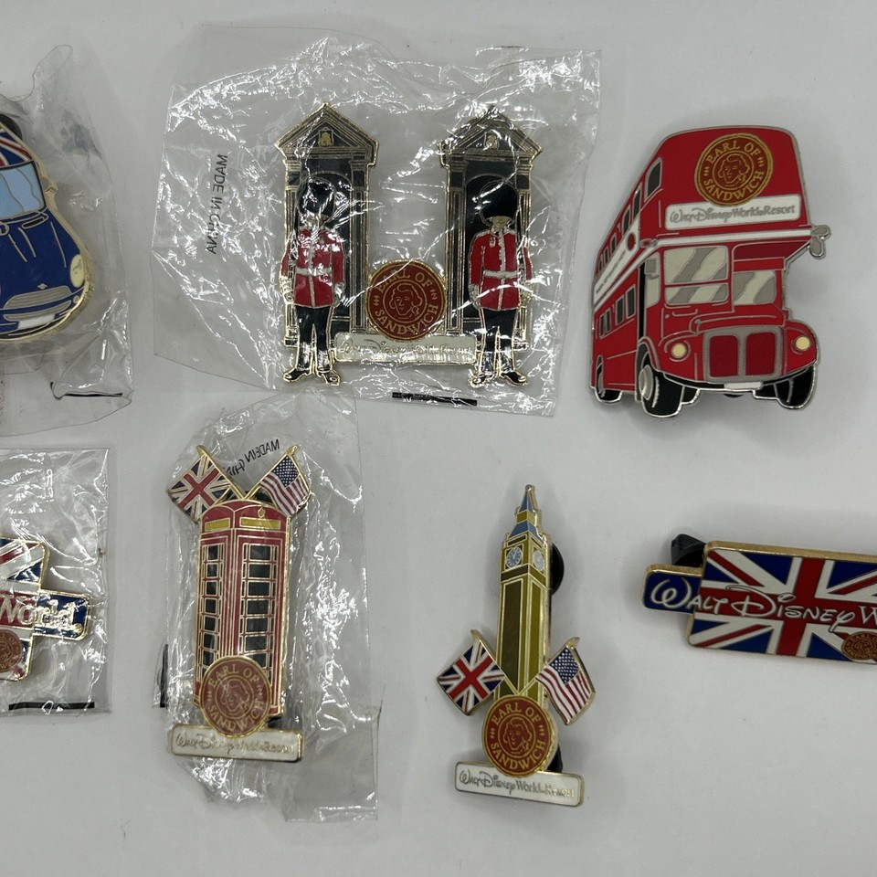 London Earl of Sandwich Disney pin lot of 6 pins & 1 keychain! | eBay