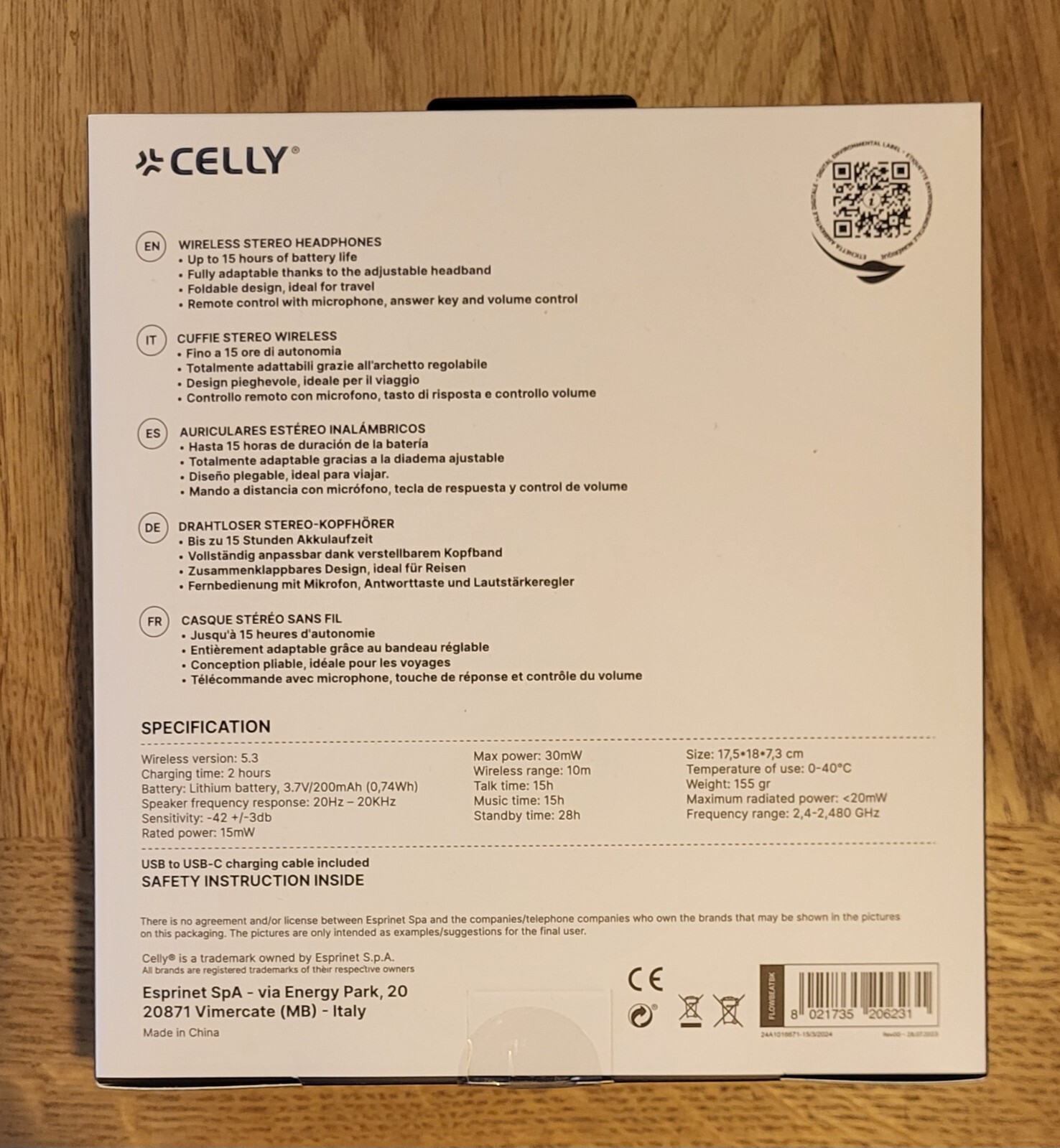 CELLY Wireless Stereo Headphones (Black) - Brand New, Factory Sealed ...