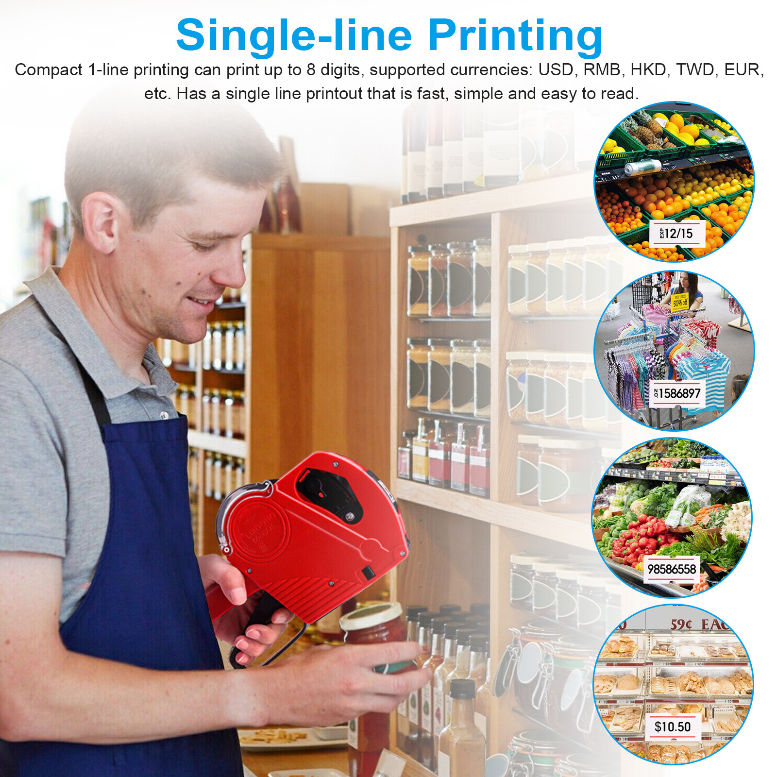 MX-5500 8 Digits EOS Price Tag Gun Labeler Marking w/ Sticker Labels ...