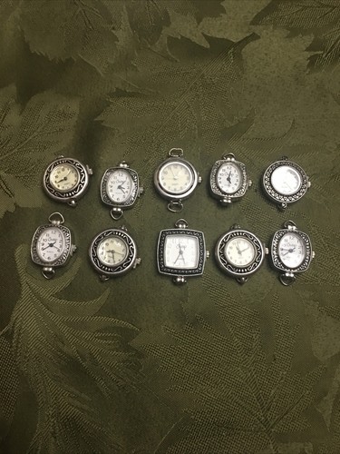 10 Mixed Lot of Silver Tone Quartz Watch face Links for Bracelet ...