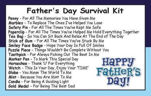 FATHERS DAY Survival Kit In A Can. Novelty Dad/Daddy/Grandad Gift Card ...