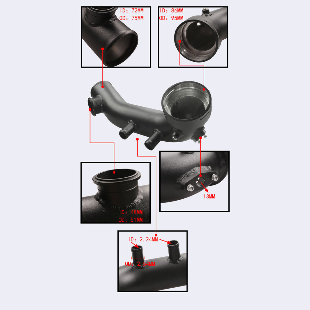 Intake Turbo Charge Pipe Kit w/50mm BOV For BMW N54 E88 E90 E92 135i ...