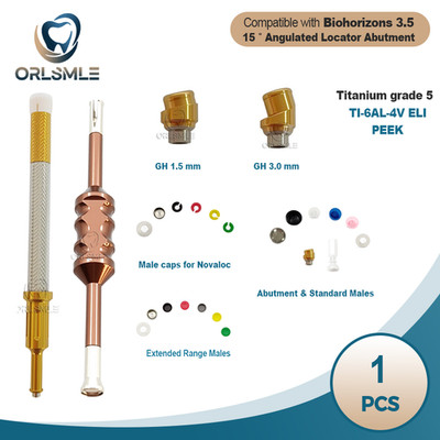 15° Angled Locator abutment with Standard Males fit to Biohorizons 3.5 ...