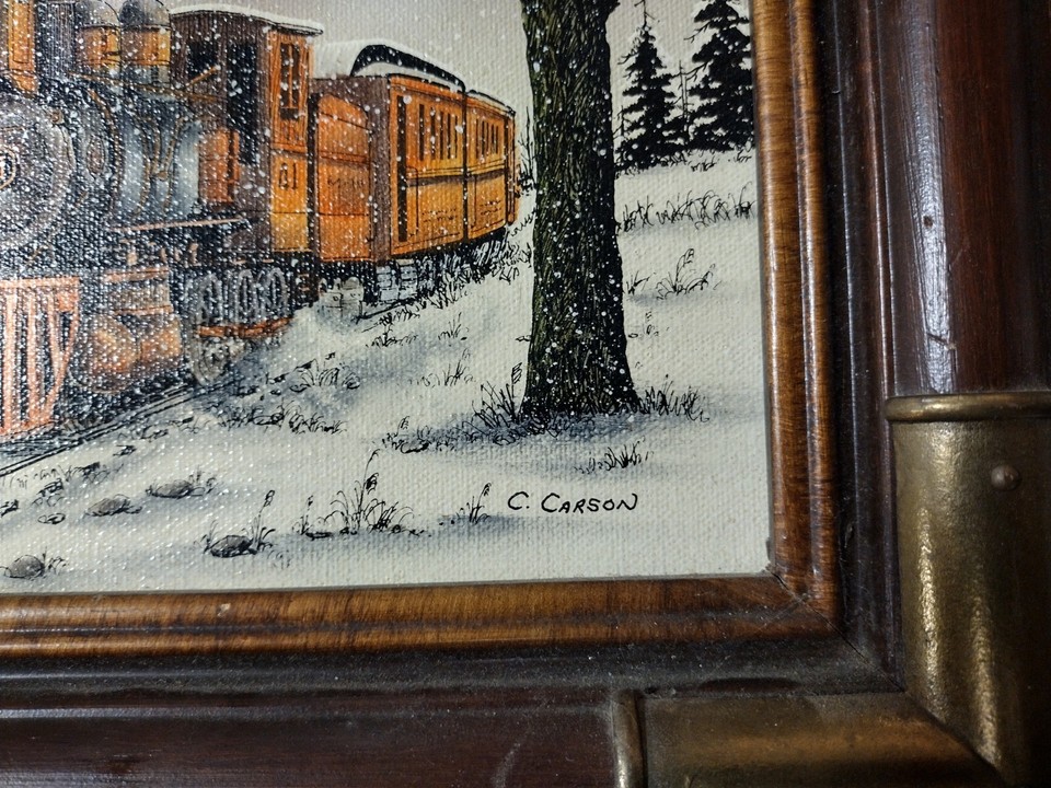 Vintage Hand painted Artist Signed C Carson Steam Locomotive Nice! | eBay