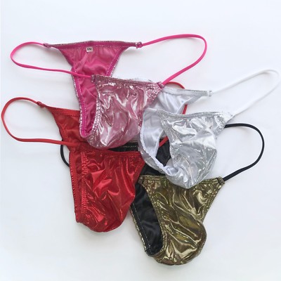 K2086 K208 Mens Micro Bikini String waist String Thong Foiled Metallic ...