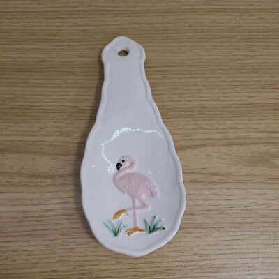 Vintage Ceramic Spoon Rest Pink Flamingo | eBay