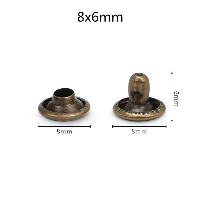 100 Sets Leather Bags Rivets Sets, 5mm-9mm Multicolor Double Cap Brass ...