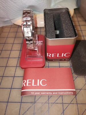 NOS ? VTG. RELIC FOLIO SILVER COLOR WOMENS WRIST WATCH ENLOW FORK ...
