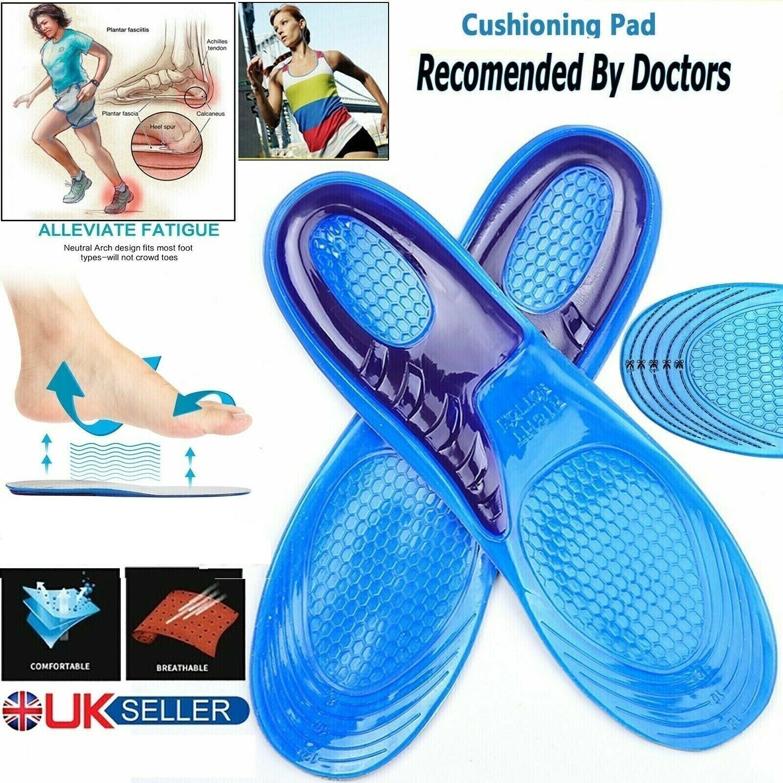 Work Boots Gel Insoles Shoe Inserts Orthotic Arch Support Pads ...