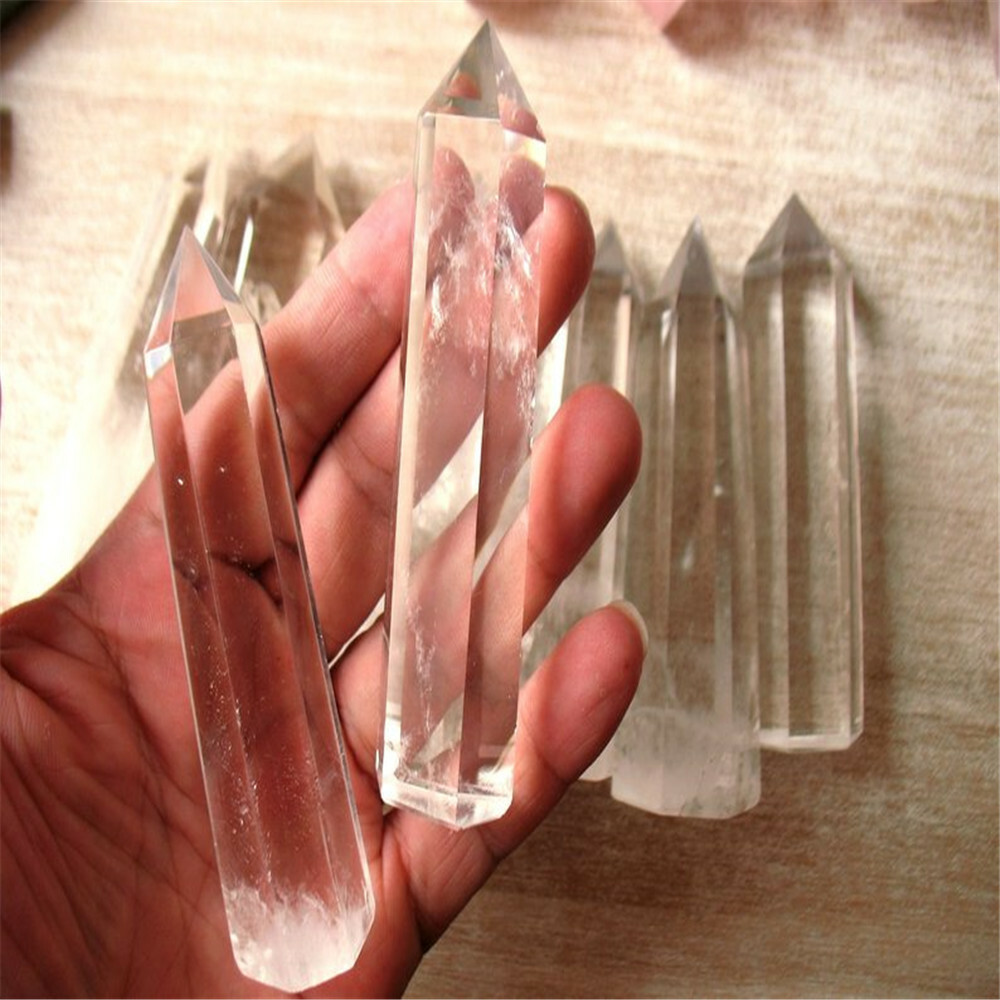 100% Natural Rock Clear Quartz Crystal Point Stone Wand Healing Mineral ...