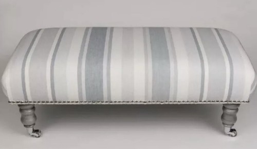 A new footstool in Laura Ashley awning stripe steel fabric | eBay UK