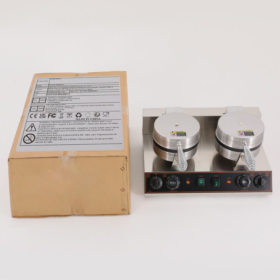 Dual Heating Plates Waffle Maker 2.4kW Adjustable Temp/Time Non-Stick ...