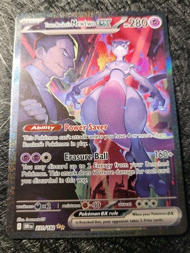 Pokemon Destined Rivals Team Rocket's Mewtwo EX SIR 231/182 Gem Mint ...