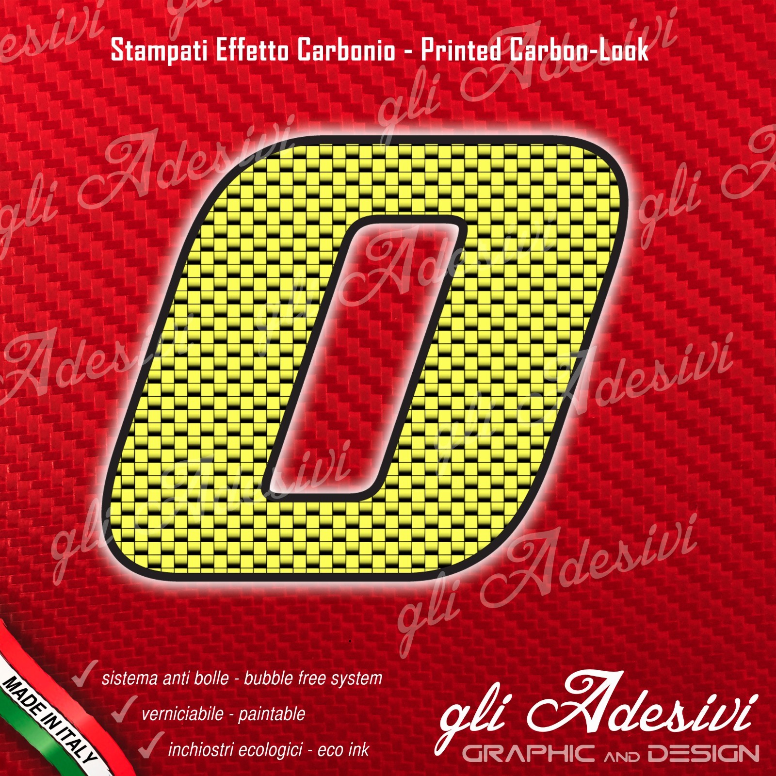 Sticker Number 0 Motorcycle Car Cross Race Carbon Effect Yellow 5 Cm | eBay