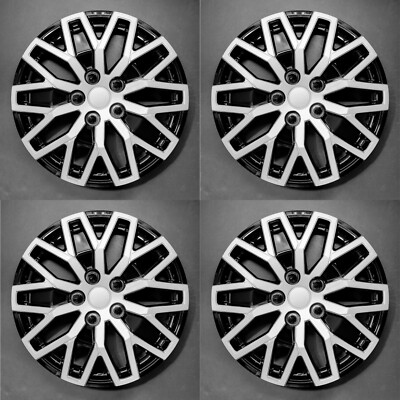 Wheel Covers Hubcaps- 16"- Snap On- Silver/Black- Set Of 4- Universal ...
