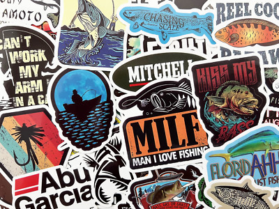 100 Fish Fishing Stickers Pack For Tackle Box Fishermen Dads Car Boat ...