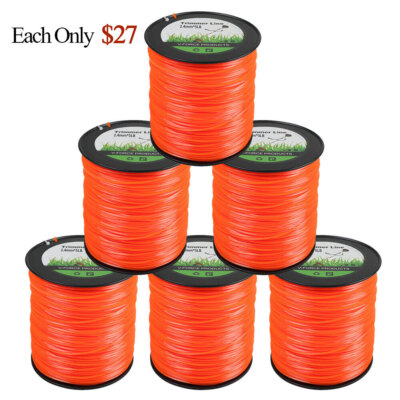 6pc 5lb .095 Square Orange Commercial String Trimmer Line For Echo ...