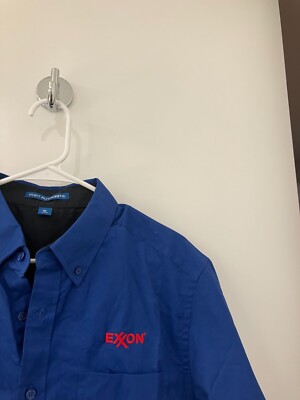 Exxon Mobil Exxonmobil short sleeve blue button Shirt men's adult ...