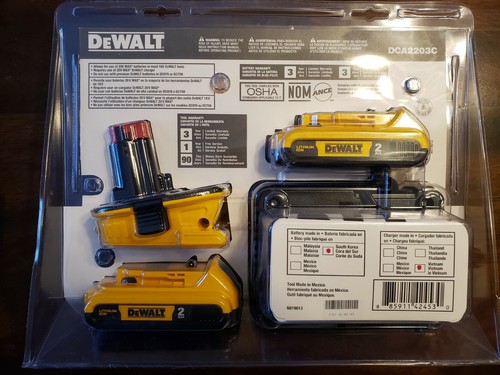 DEWALT 20V MAX Battery Adapter Kit for 18V Tools DCA2203C (2)-2Ah ...