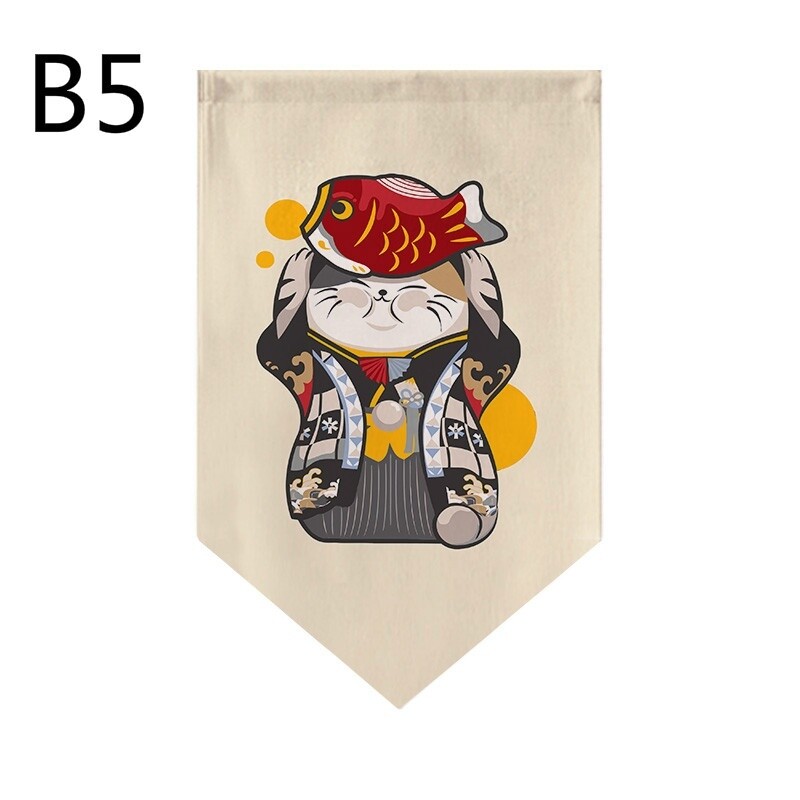 1 PC Japanese Short Noren Curtains Lucky Cat Hanging Flag Room Divider ...