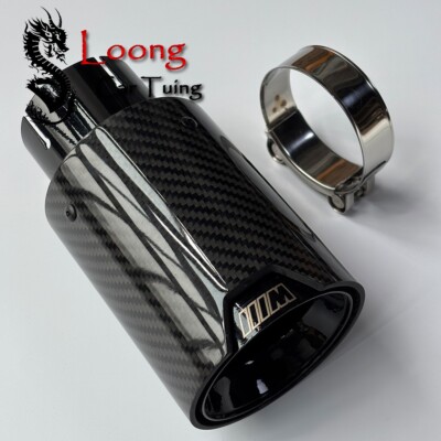 1* Glossy Real Carbon Fiber Exhaust Tip Black Tailpipe For BMW M ...