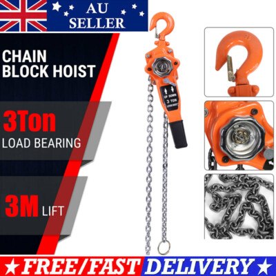 3 Ton Block and Tackle 3M Chain Block Hoist Crane Chain Lifting Pulley ...